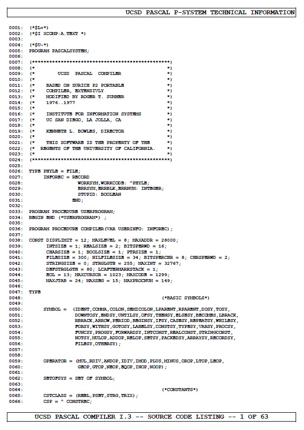 UCSD compiler and p-System – Pascal for small machines UCSD compiler and p-System – Pascal for small machines
