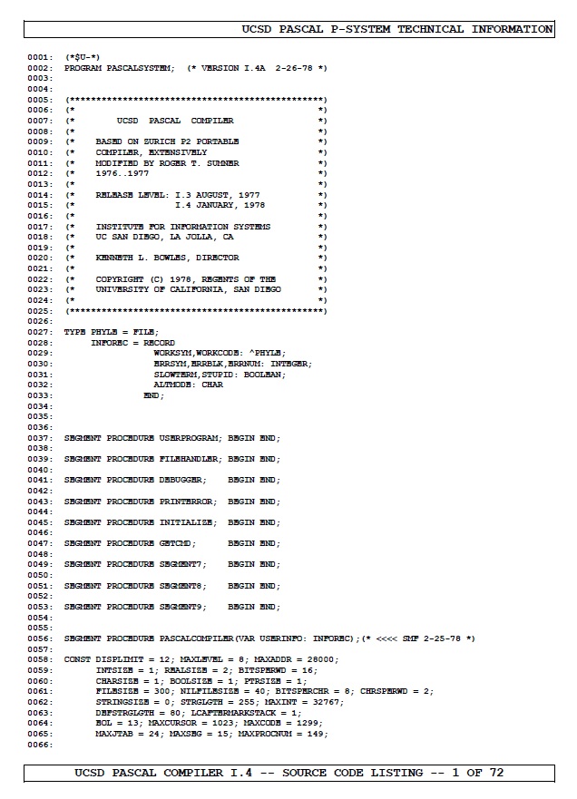 UCSD compiler and p-System – Pascal for small machines UCSD compiler and p-System – Pascal for small machines