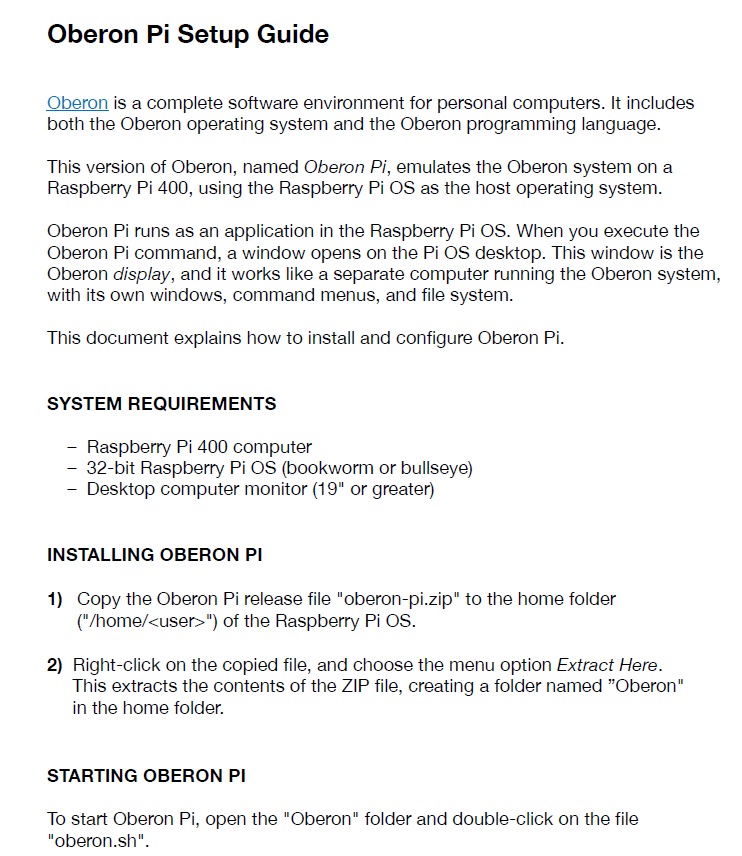 Oberon Pi – Pascal for small machines